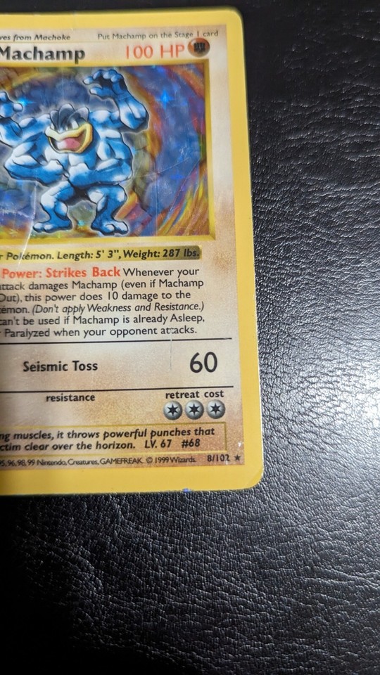 Pokémon TCG Machamp Base Set Shadowless 8/102 1st Edition Holo Rare HP ...