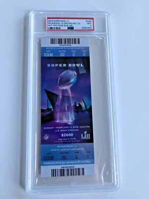 Super Bowl 52 LII Full Ticket PSA 9-- MINT! Philadelphia Eagles vs ...