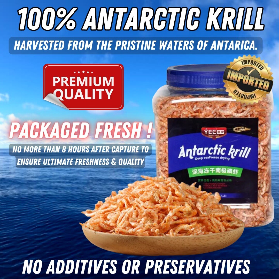 10.58oz - Premium ANTARTIC Freeze Dried Krill for Fish, Reptiles, Cat ...