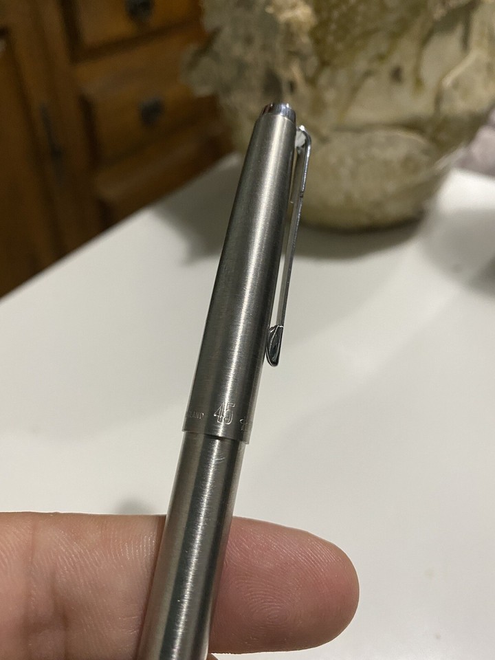Parker 45 Cap Actuated Ballpoint Pen, Stainless Steel Flighter Model ...