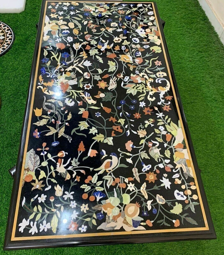84" x 42" marble Dining Table Top Semi precious stones inlay Work | eBay