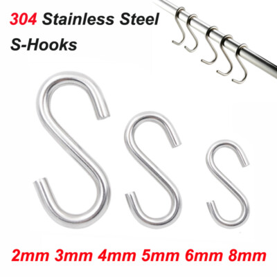 S Hooks Garden Hooks 304 Stainless Steel Hanging Rail Hooks Heavy Duty ...