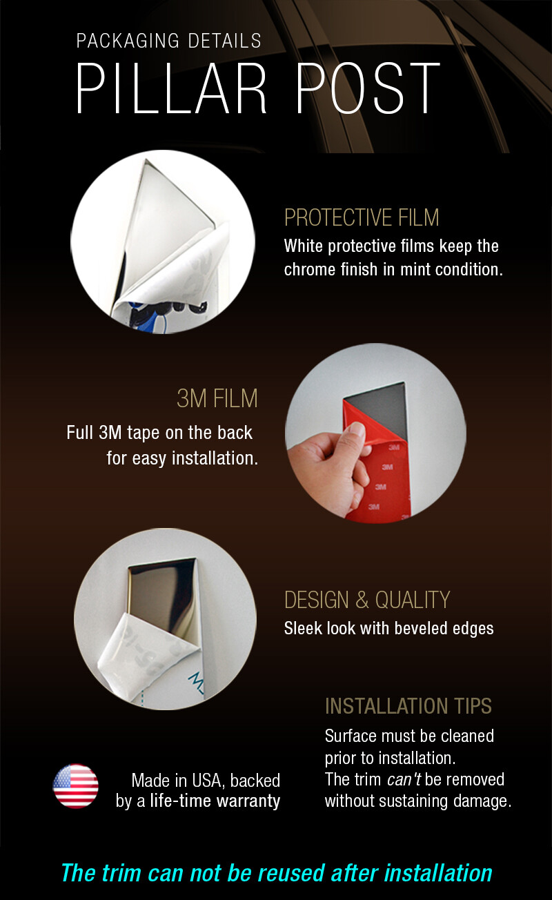 TYGER Chrome Stainless Steel Pillar Post Trim Fits 2019-2020 Lexus UX ...