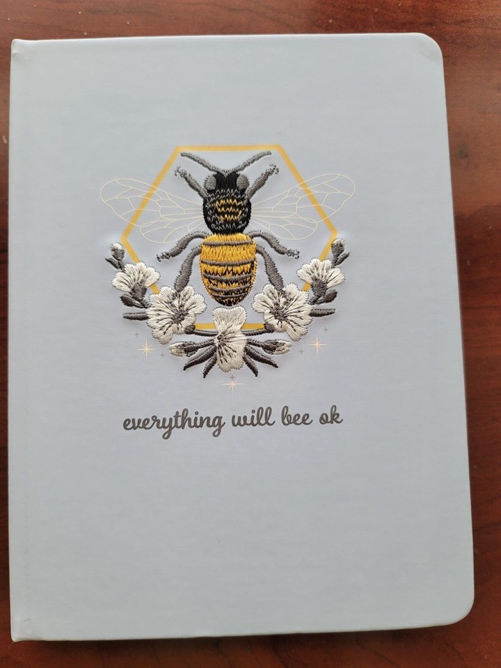 Embroidered Journal Notebook Planner Hard Cover Lined Bee Flowers James ...