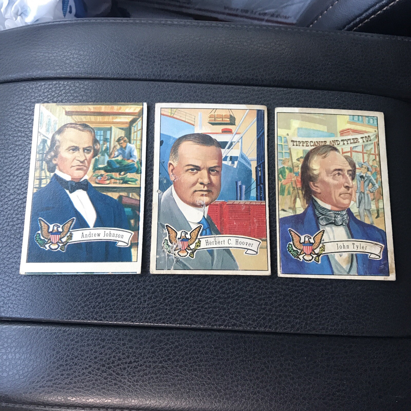LOT (3) 1956 TOPPS US PRESIDENTS cards ANDREW JOHNSON John Tyler ...