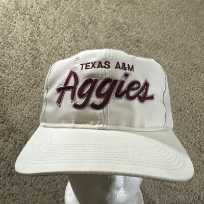 Vtg Texas A&M Aggies Hat Cap Adult White Snapback Script Sports ...
