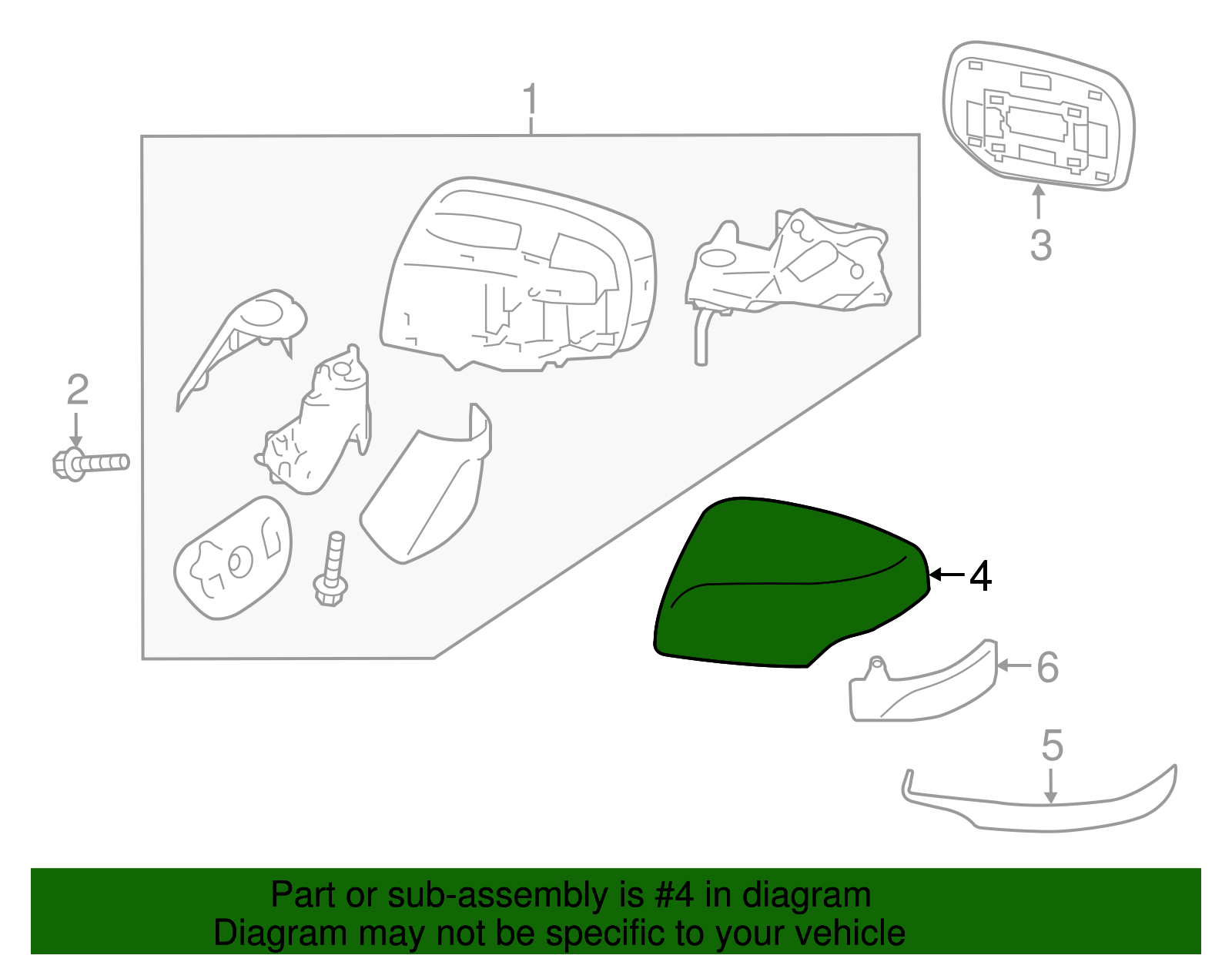 Subaru 91059FL12A Cover Cap out Mirror LH for sale online | eBay
