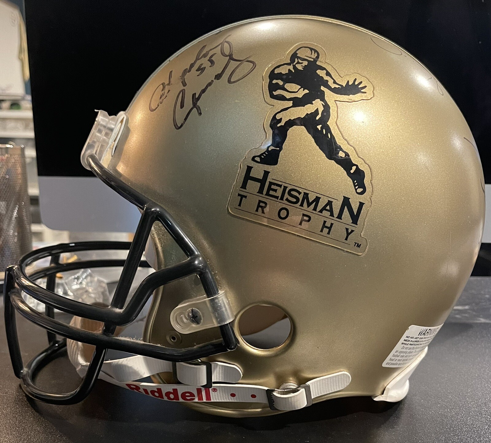 Heisman Winner Signed Riddell Gold Heisman Full Size Helmet- 12 ...