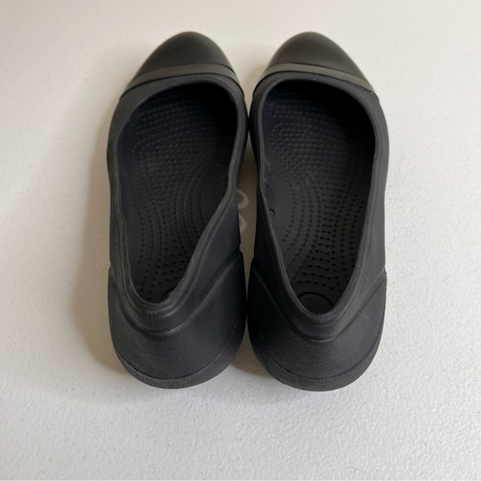 Crocs Patent Cap Toe Ballet Flat Black Comfort Slip O… - Gem