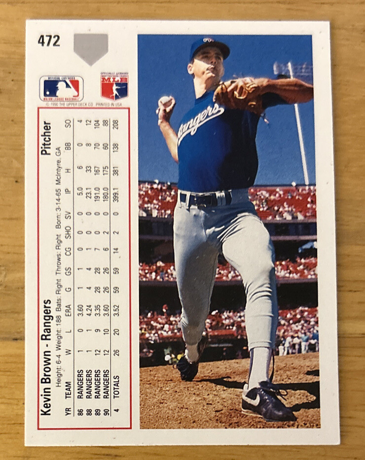 1991 Upper Deck Kevin Brown Baseball Card #472 Rangers Pitcher VG | eBay