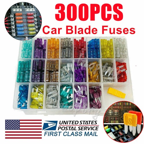 300Pcs Car Fuses Assorted Set Van Bike Mini & Standard Blade Fuse 2A ...
