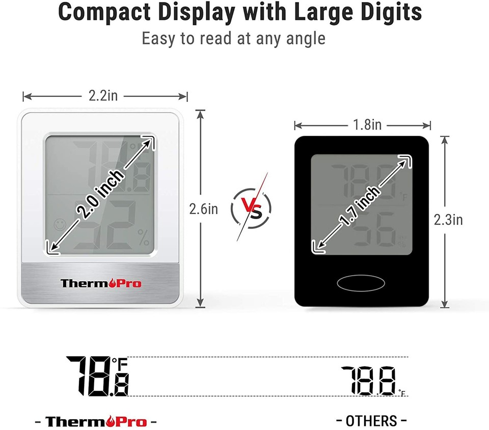 ThermoPro TP49 LCD Display indoor Temperature Digital Hygrometer ...