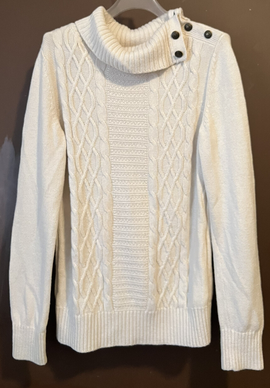 GREAT CONDITION- TOMMY HILFIGER CREAM COLORED CABLE KNIT SWEATER ...
