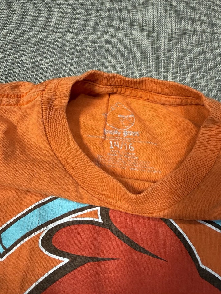 VTG Y2k Angry Birds Tee Shirt Size 14/16 Youth Red Kids Scene Core | eBay