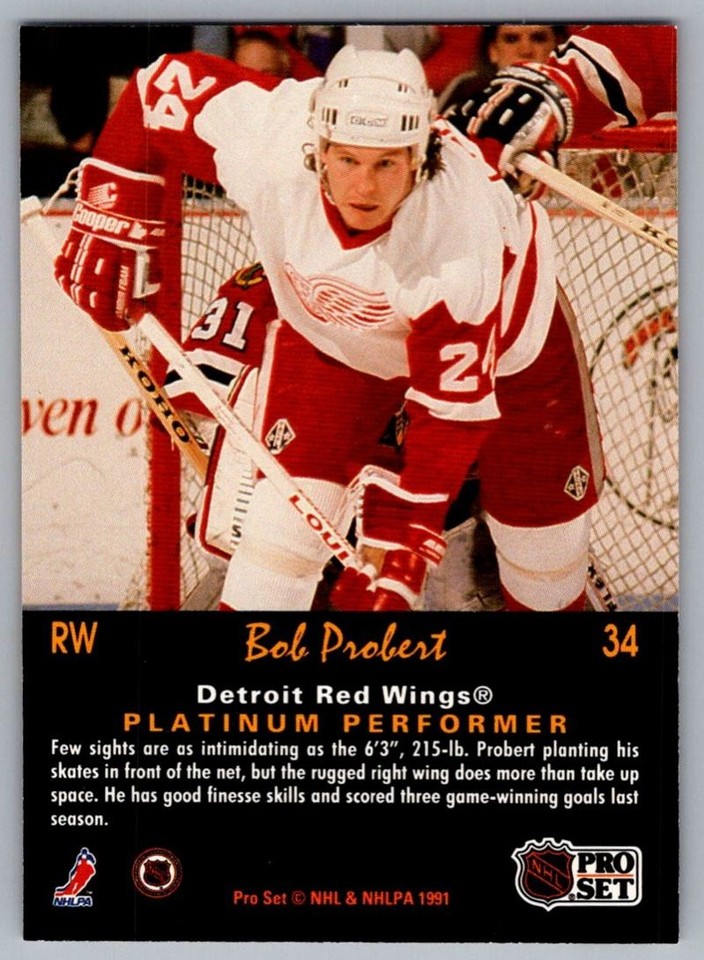 1991-92 Pro Set Bob Probert Detroit Red Wings #61 | eBay