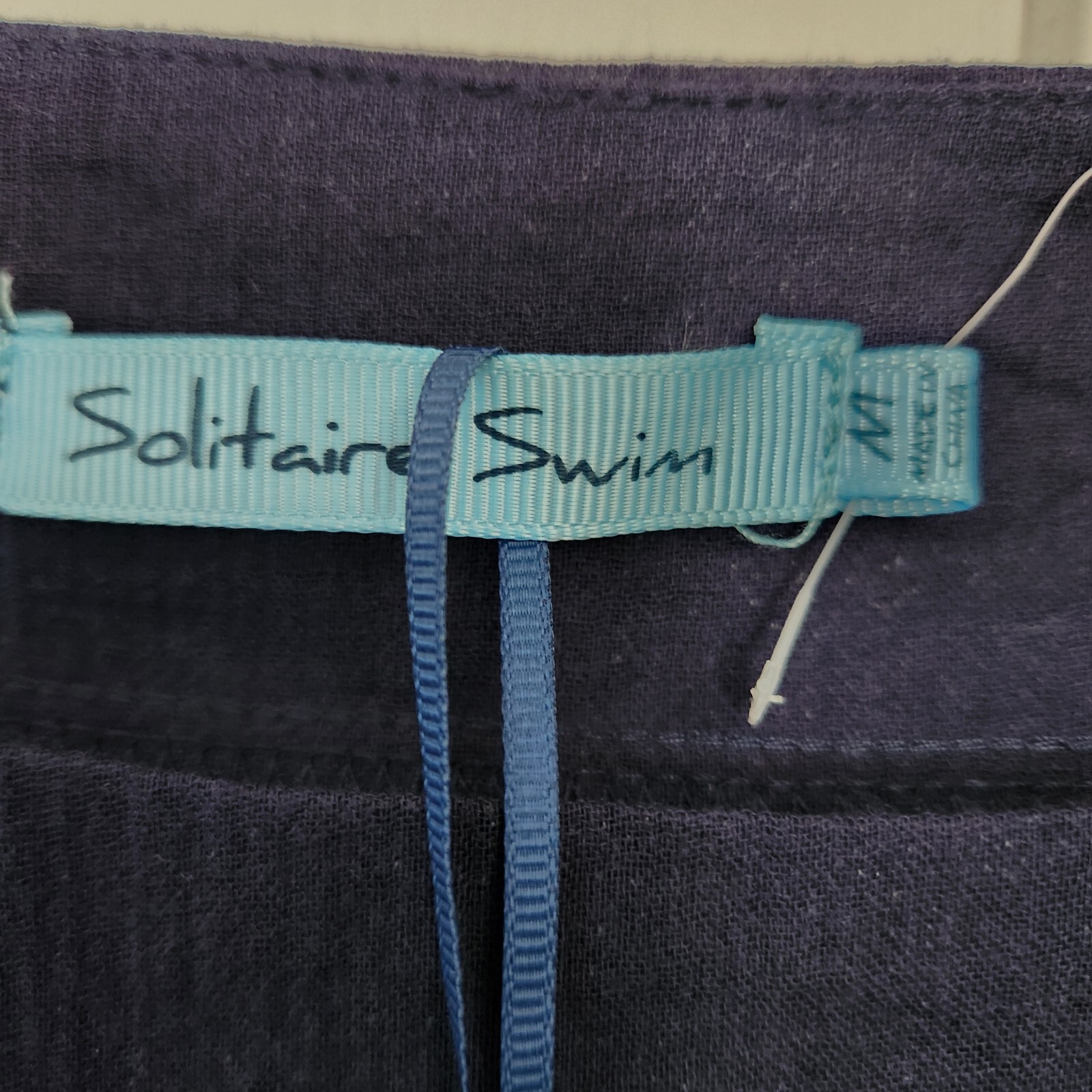 NWT Solitaire Swim Cover-up Dress Size M Crochet Trim Cotton Navy ...