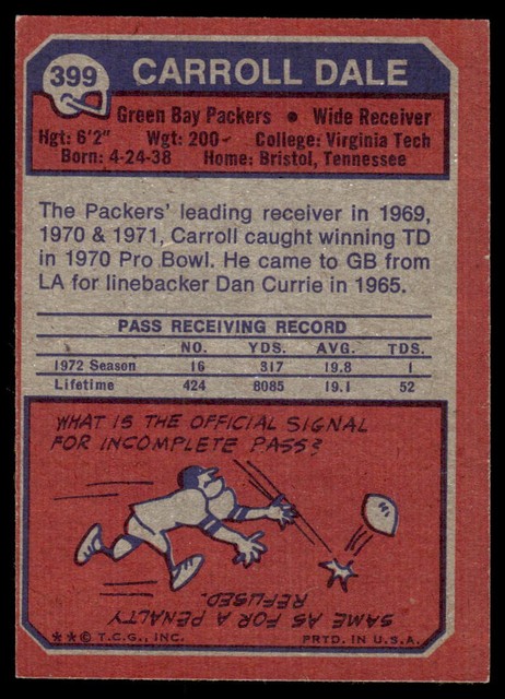 1973 Topps - #399 Carroll Dale for sale online | eBay