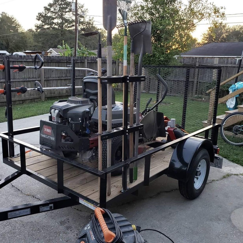 4 Place Lock Weedeater Trimmer Rack & Hand Tool Rack for OPEN Trailer ...