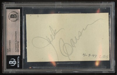 Jack Carson signed 2x3.5 autograph auto on 4-9-47 at CBS Playhouse BAS ...
