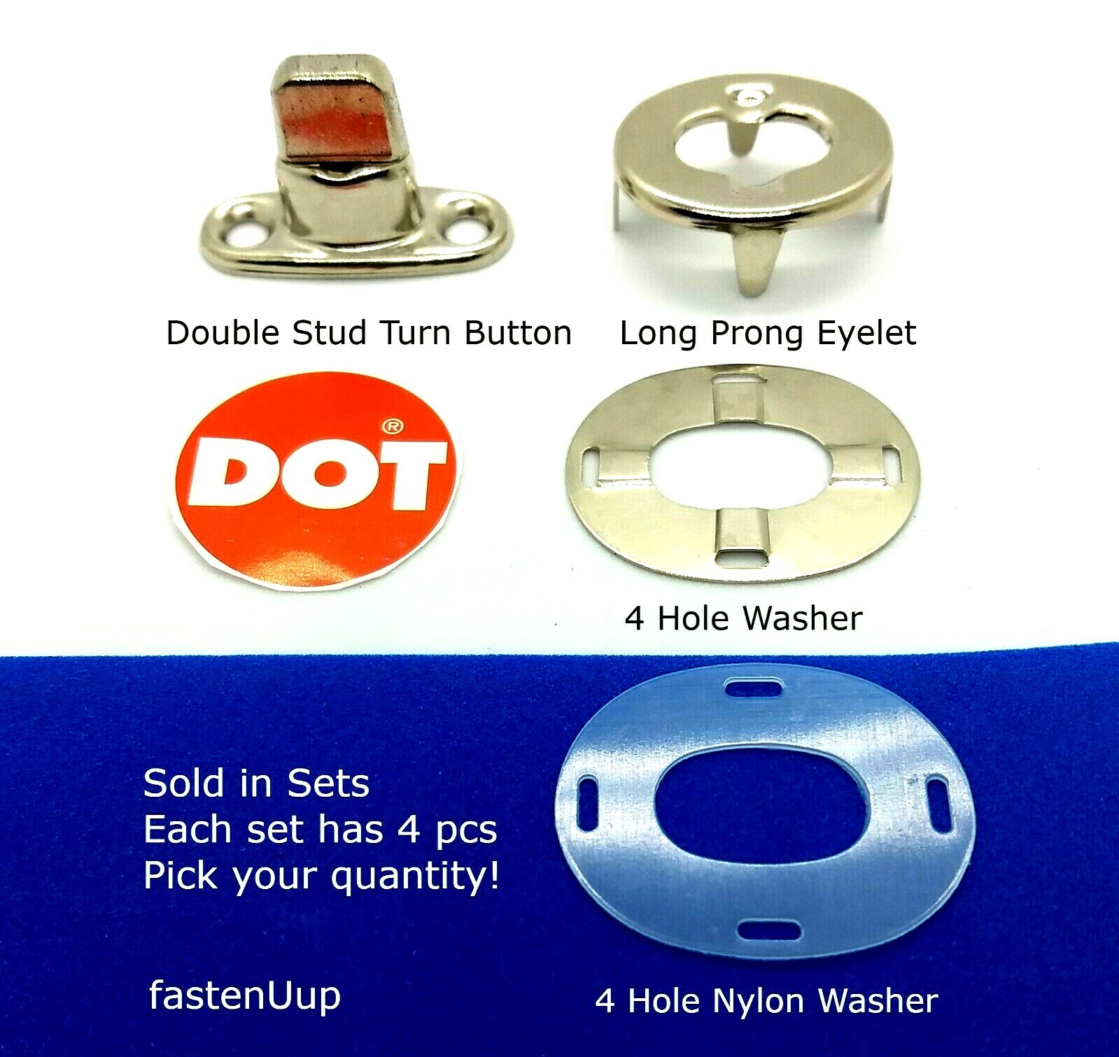 DOT Common Sense Twist Turn Button Fasteners - Double Stud 8MM 4 Hole ...