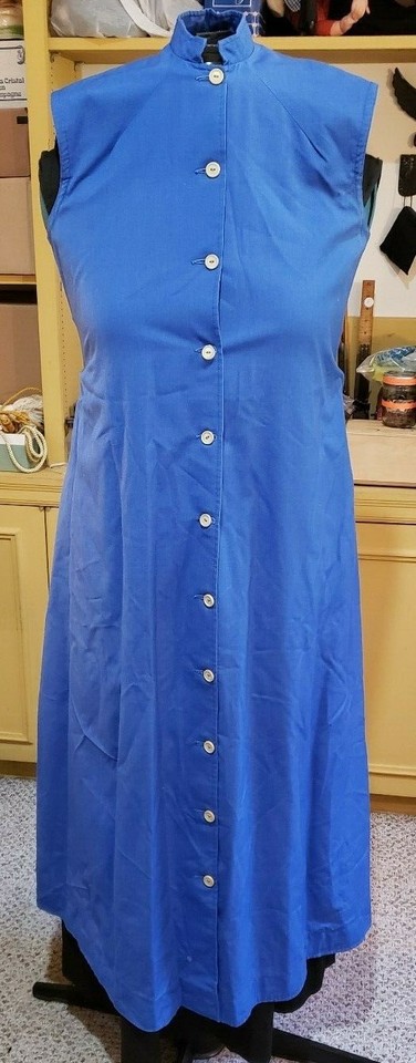 C M ALMY YOUTH TEEN CHOIR SERVER SLEEVELESS CASSOCK BLUE BUTTON FRONT ...