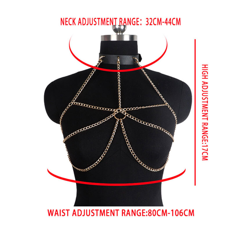 Leather Bondage Harness Full Body Belts Bra Chain Leg Strap Restraints ...