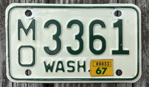 1967 WASHINGTON MOTORCYCLE LICENSE PLATE ORIGINAL AUTHENTIC #3361 | eBay