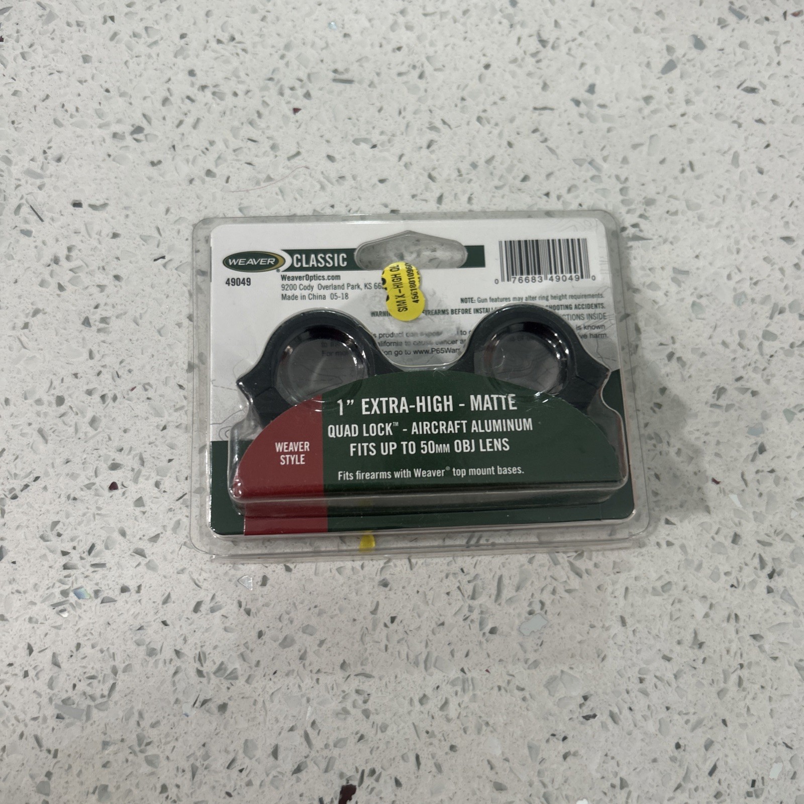 Weaver Mounts 49049 Quad-Lock Rings Quad Lock Extra High 1" Diameter ...