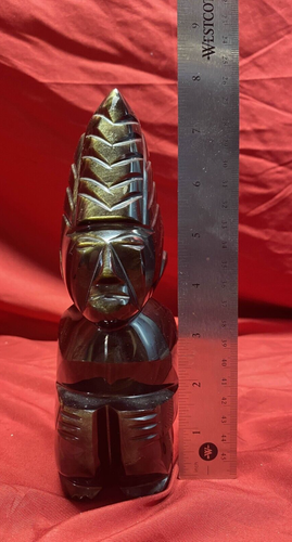Vintage Black Onyx Obsidian Aztec Mayan Figure Statue 7.5 inch | eBay