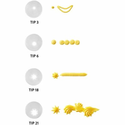 Wilton Disposable Tip Set 4 Tips # 3 6 Round 18 21 Open Star Plastic | eBay