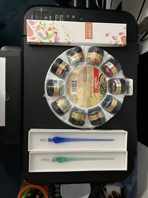 Speedball Calligraphy Ink Palette Kit With two glass pens | eBay