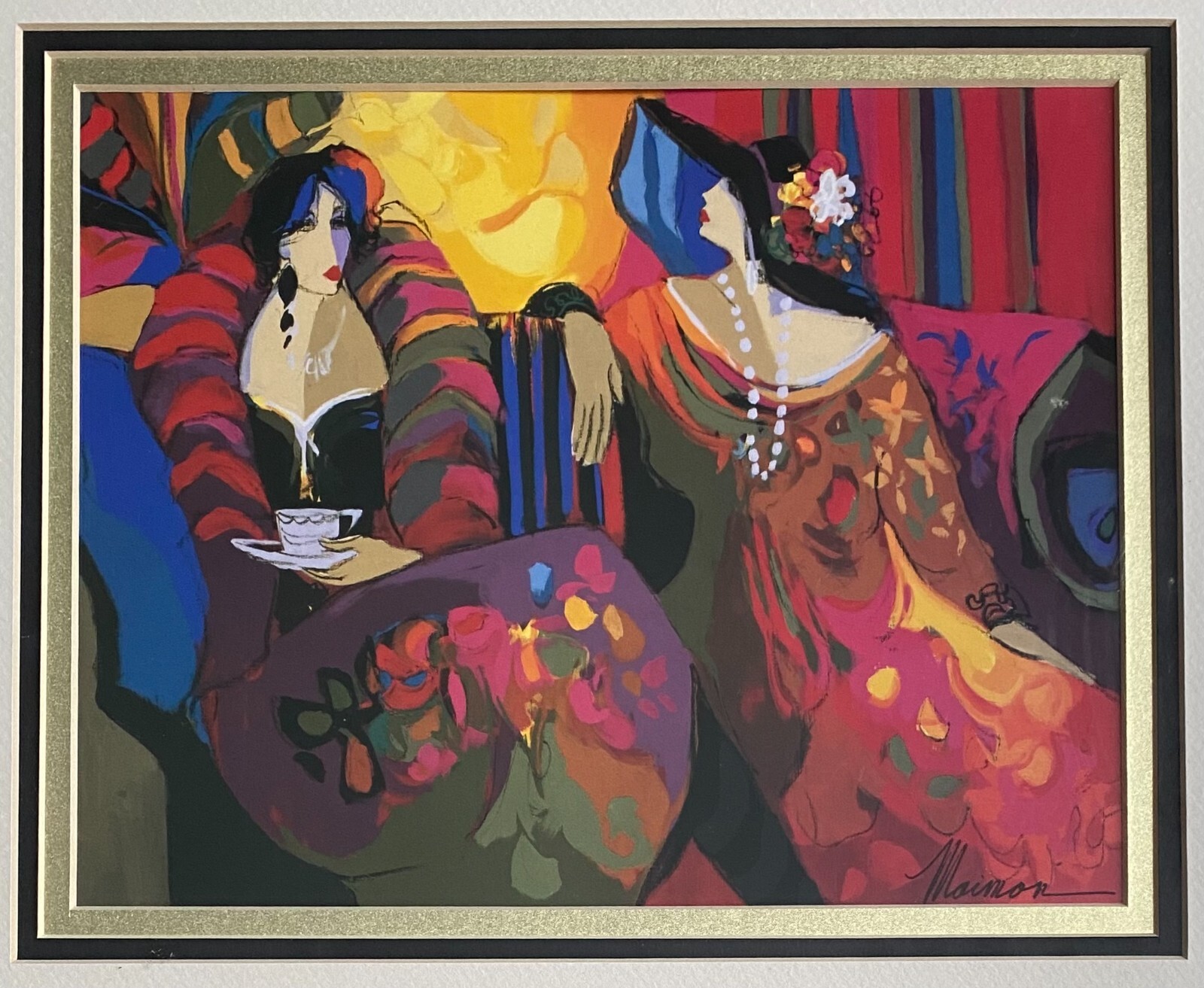 Isaac Maimon Two Ladies in the Soiree Art Print Framed Triple Matte ...