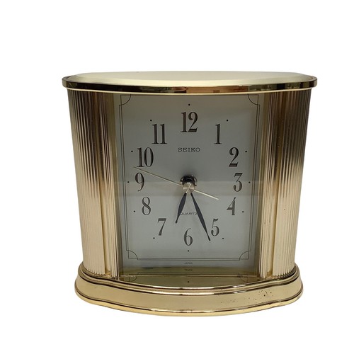 SEIKO Quartz Clock Gold Tone Mantle or Desk Clock Battery Japan Vintage ...