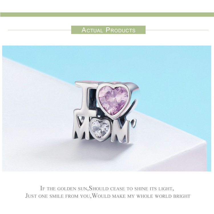 BAMOER Authentic S925 Sterling Silver Charm I LOVE MOM With Zircon Fit bracelet | eBay