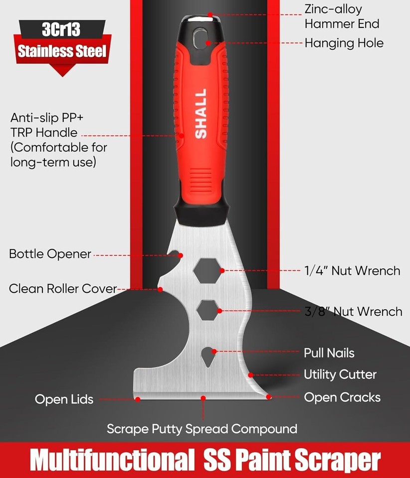 SHALL Drywall Knife Set, 7 Pcs Stainless Steel Drywall Hand Tool Kit | eBay