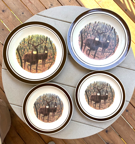 4 pc Folkcraft Stoneware Cabela's Whitetail Buck Deer Plates Dinner ...