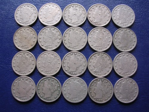 1/2 ROLL (20 COINS) 1883 NO CENTS LIBERTY V-NICKELS | eBay