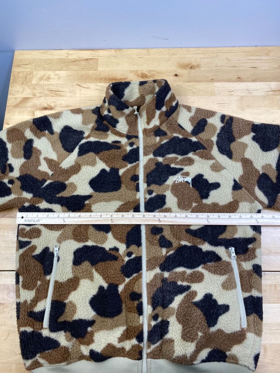 Stussy Camo Fleece jacket Mens M Brown Casual Full Zip Stussy Camo Fleece jacket Mens M Brown Casual Full Zip