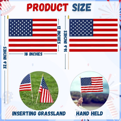 12 Pcs 12x18 In American Flags for Outside 4th of July Grounded ...