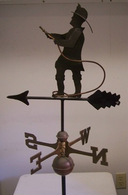 Beautiful FIREMAN / HOSE weathervane, COMPLETE SETUP + mount ORIGINAL ...