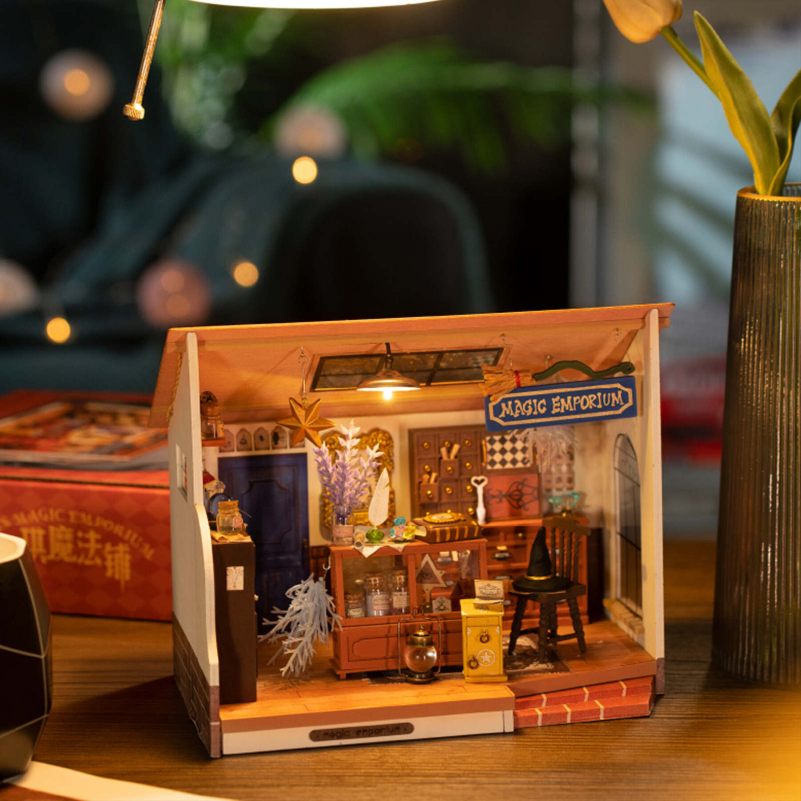 Rolife DIY Wooden Dollhouse Kiki's Magic Emporium Miniature Magic Doll ...