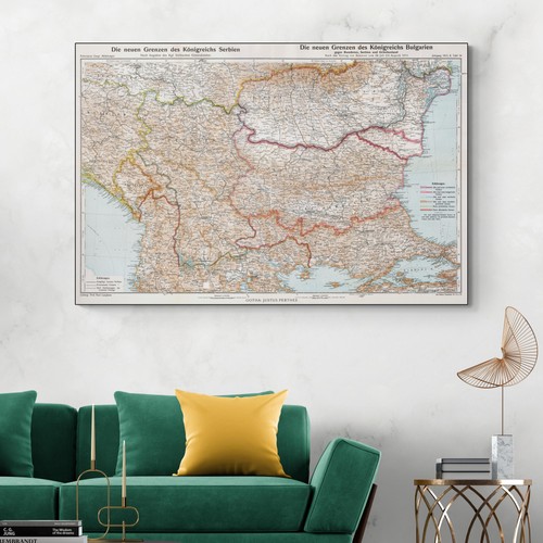 1913 Map of Serbia & Bulgaria – Second Balkan War & Early 20th Century ...