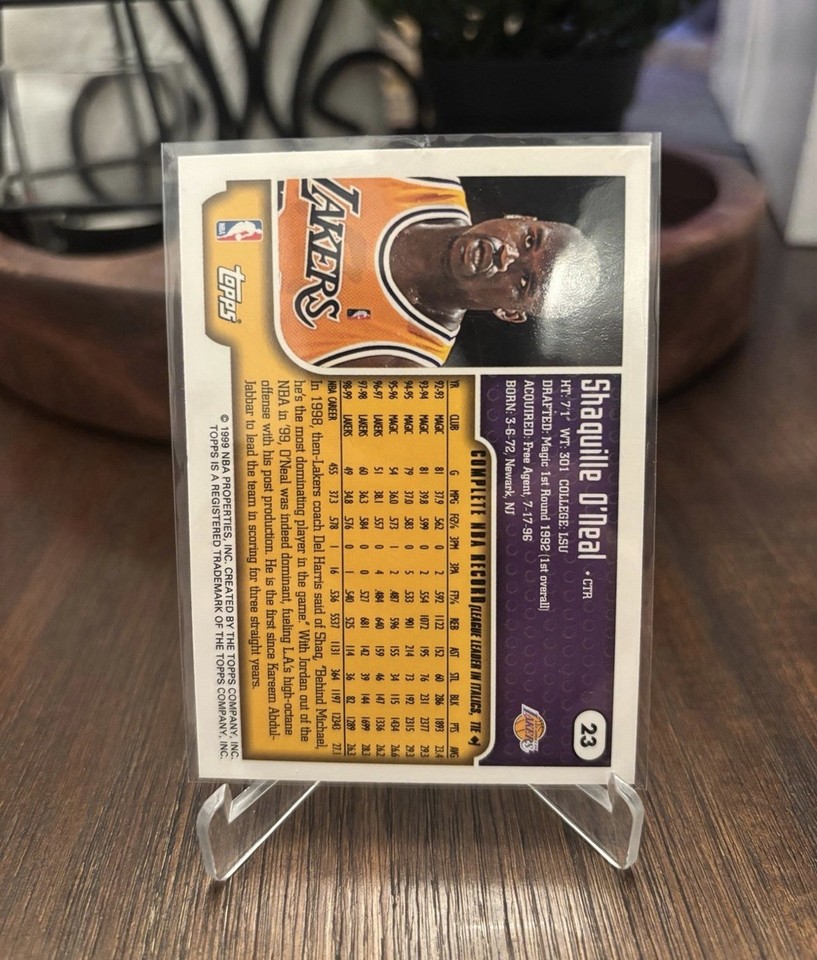 Topps 1999-00 Shaquille O'Neal #23 Los Angeles Lakers Basketball Card ...