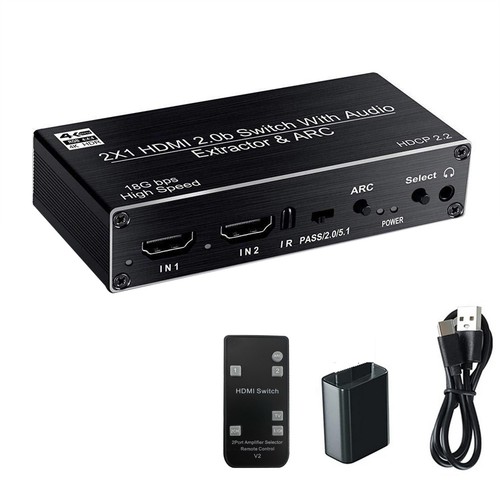 New 2x1 HDMI Audio Extractor Switch Adapter 4K HDMI ARC Audio Switcher ...