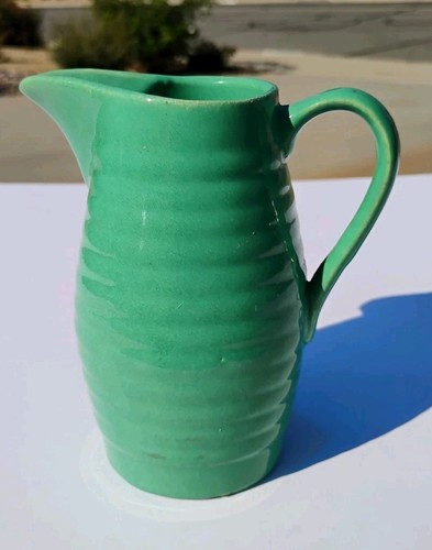 Vintage Bauer Pottery Rectangle Syrup Pitcher Ring Pattern Jade Green ...