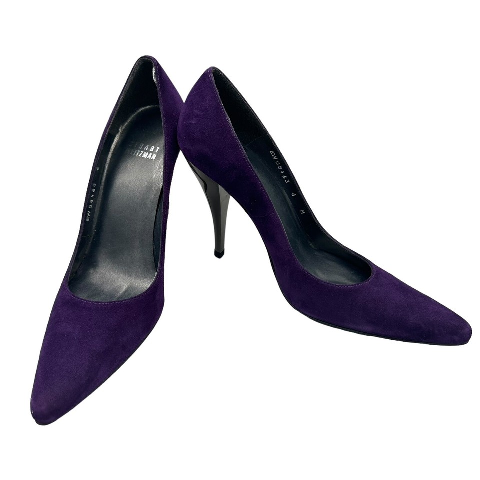 Stuart Weitzman Purple Suede Timeless Pointed Toes Pumps Heels Shoes 6M ...
