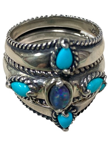 Carolyn Pollack Signature Possibilities Turquoise & Opal Rings 2 pc ...