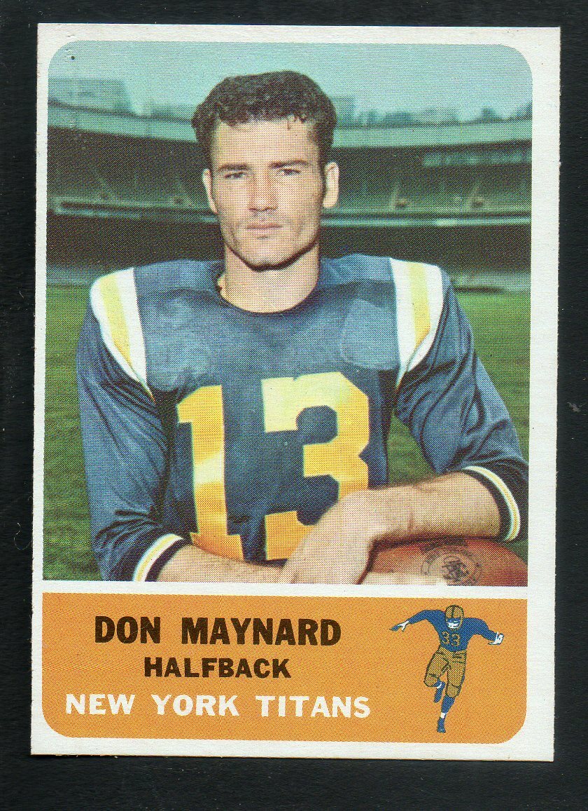 1962 Fleer Football Card #59 Don Maynard-New York Titans Ex Mint Card ...