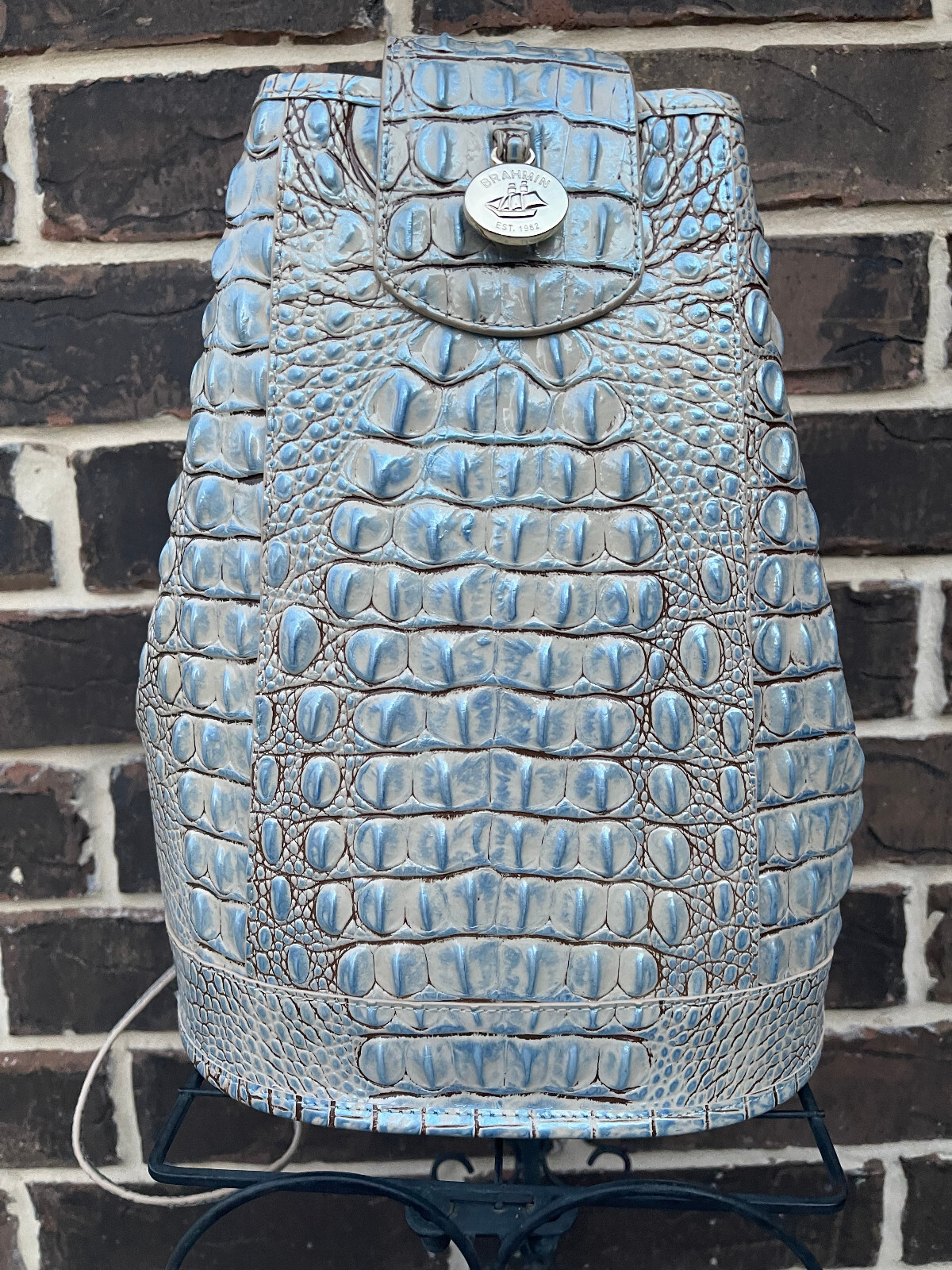 NWT $315 Brahmin Allie Sling Backpack Blue Haze Melbourne Leather grey ...
