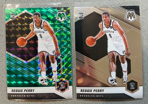 2 Lot 2020-21 Panini Mosaic NBA #244 Reggie Perry Green Prizm Rookie RC ...